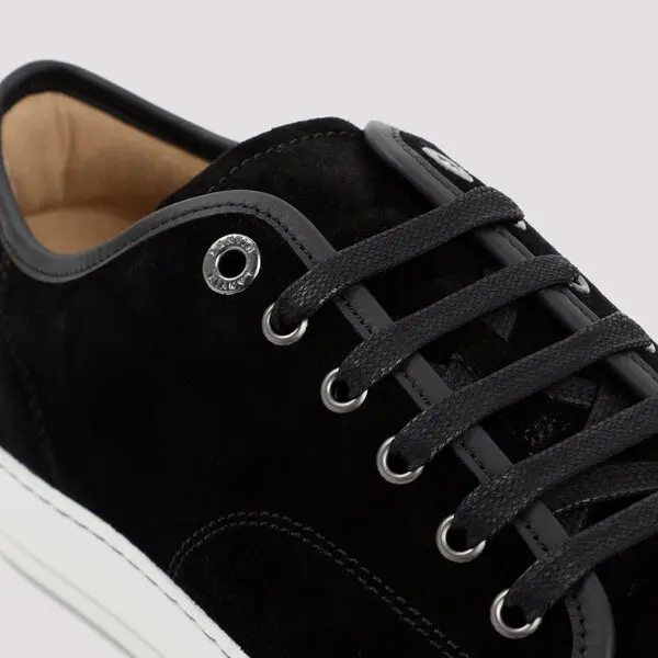 LANVIN Suede And Nappa Cap Toe Low Top Sneakers - Black