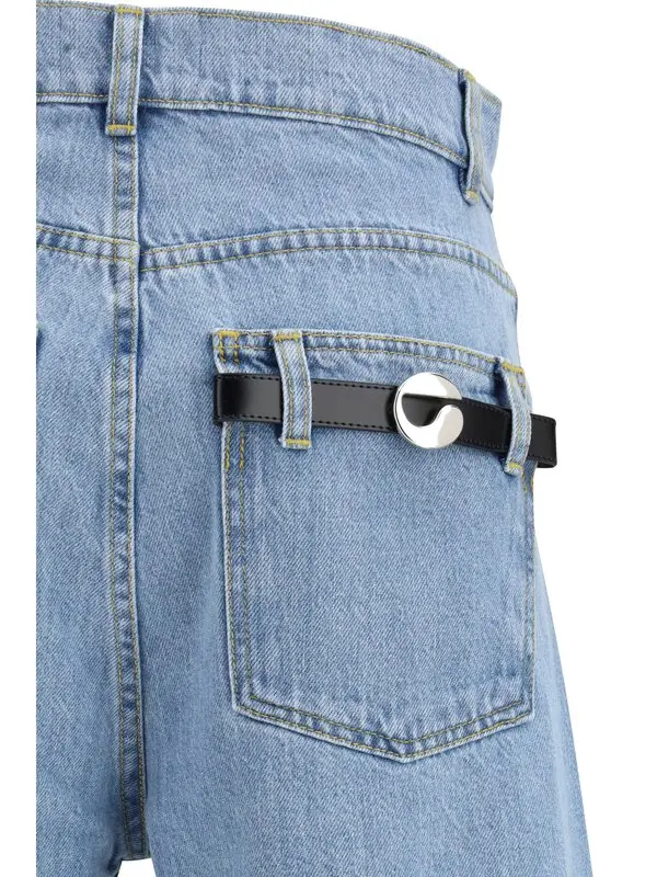 Coperni Wide Leg Denim Bermuda Shorts