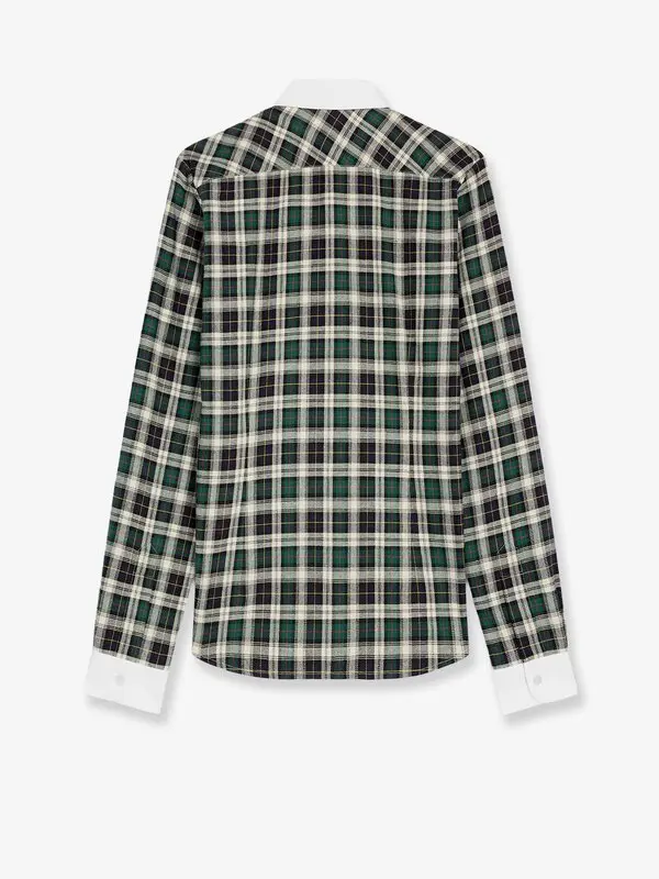 Celine Tartan Cotton Shirt With Contrasting Details - Multicolor