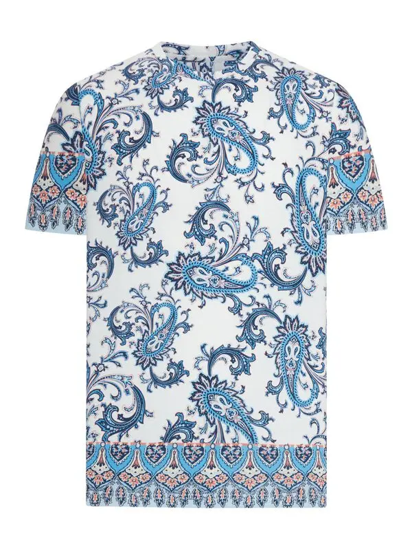 Etro Rome Cotton T-shirt With Placed Print - Multicolor