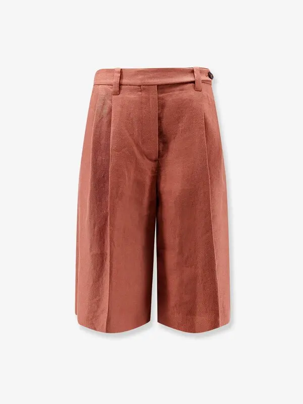 Brunello Cucinelli Linen Shorts With Monili Detail - Multicolor