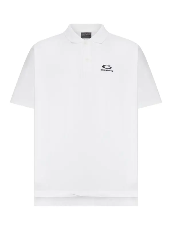 Balenciaga Cotton Pique Polo Shirt With Sport Icon Logo - White