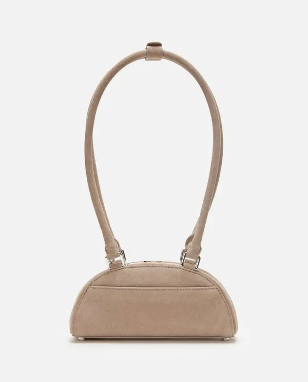 SELF-PORTRAIT Grey Suede Mini Shoulder Bag With Bow Keychain