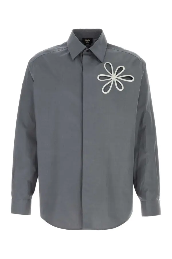 Fendi Dark Grey Poplin Shirt