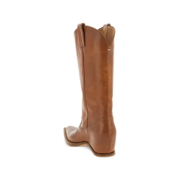 MAISON MARGIELA Leather Pointed Toe Inner Wedge Boots