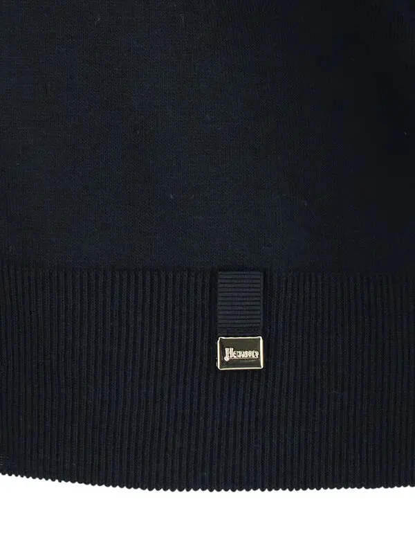 Herno Crewneck T-shirt With Logo Plate - Black
