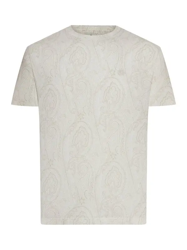 Etro Cotton T-shirt With Arnica Pattern - Cream