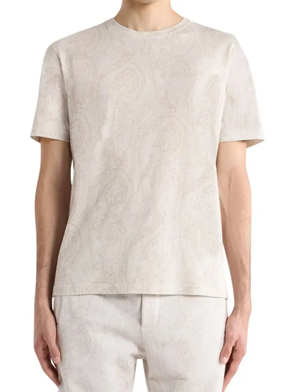 Etro Cotton T-shirt With Arnica Pattern - Cream