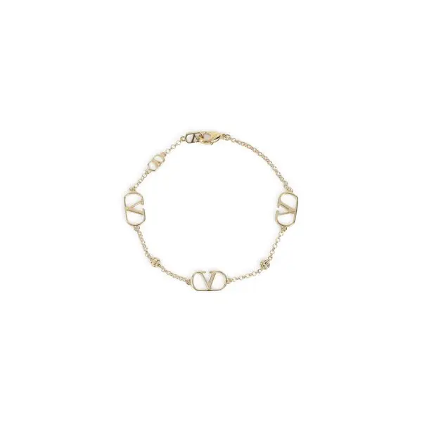 Valentino Garavani Gold Brass Bracelet With Vlogo Charms - Silver