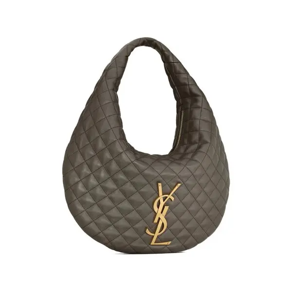 Saint Laurent Quilted Monogram Shoulder Bag - Gray