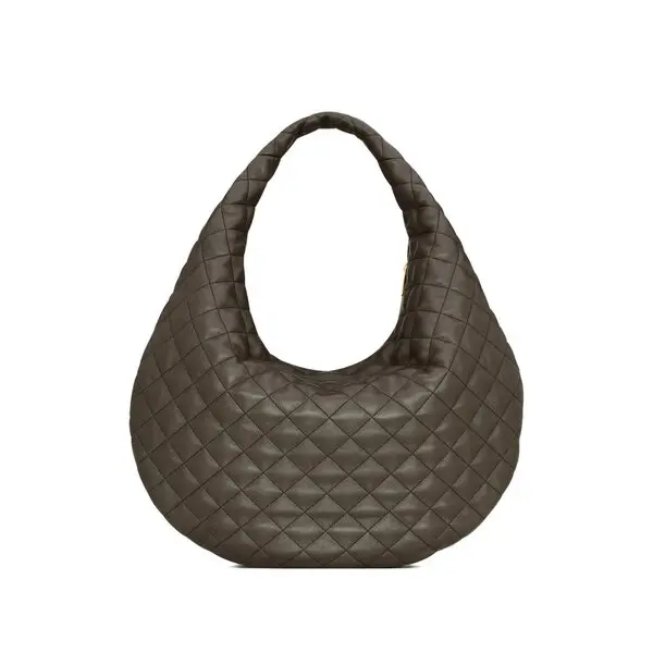 Saint Laurent Quilted Monogram Shoulder Bag - Gray