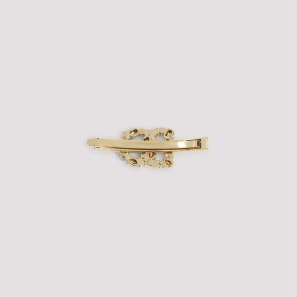 Dolce & Gabbana Gold Brass Dg Logo Pin With Crystal Embellishments
