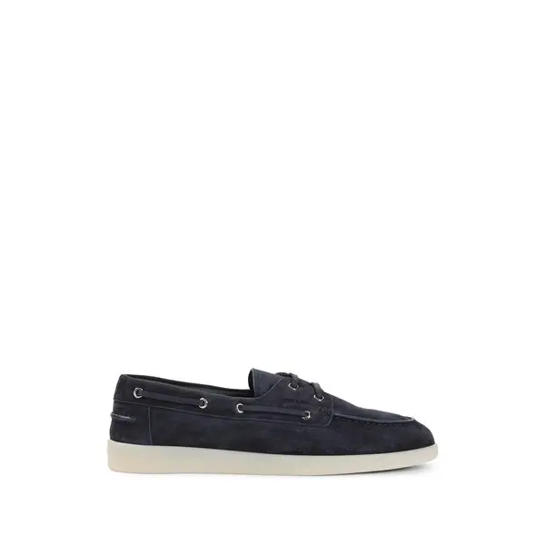 Prada Suede Low-top Boat Shoes With Artisan Finishes