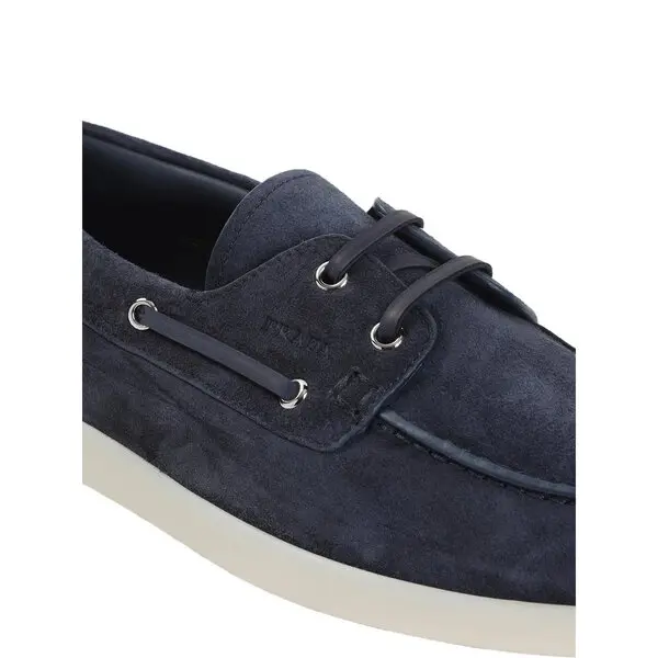 Prada Suede Low-top Boat Shoes With Artisan Finishes