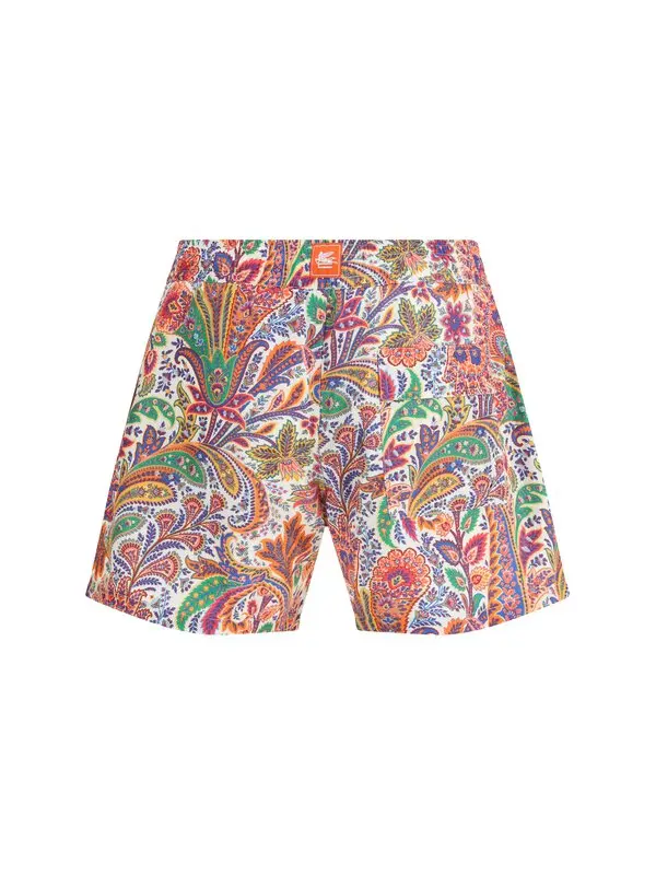 Etro Roma Swim Shorts With Placed Floral Print - Multicolor