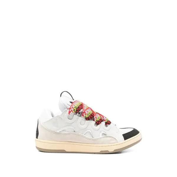 LANVIN Low-top Sneakers With Perforated Toebox And Lace-up Fastening - White