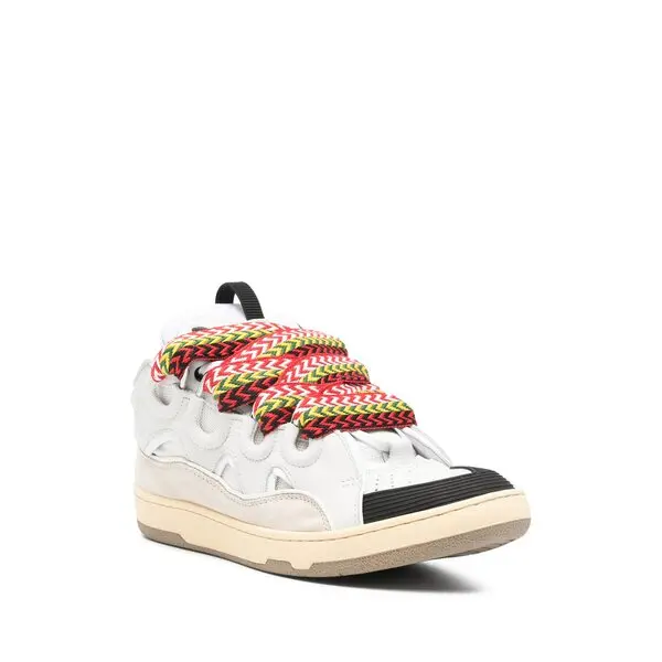 LANVIN Low-top Sneakers With Perforated Toebox And Lace-up Fastening - White