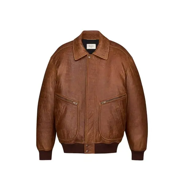Saint Laurent Lambskin Bomber Jacket - Brown