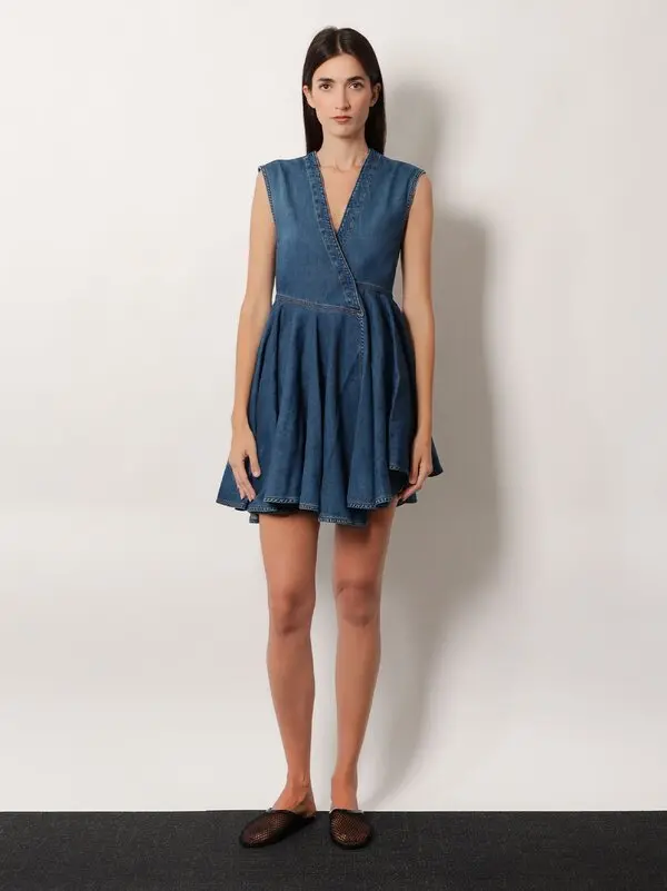 Alaïa Wrap Denim Dress - Multicolor