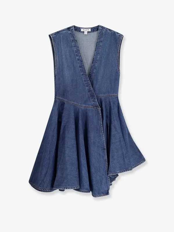 Alaïa Wrap Denim Dress - Multicolor