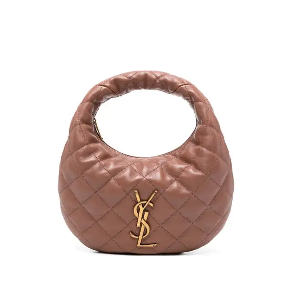 Saint Laurent Quilted Lambskin Hobo Bag - Brown