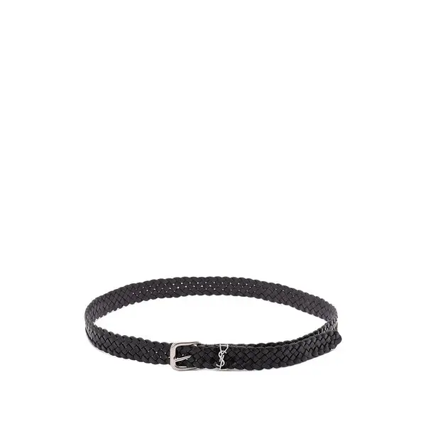 Saint Laurent Braided Leather Belt - Black