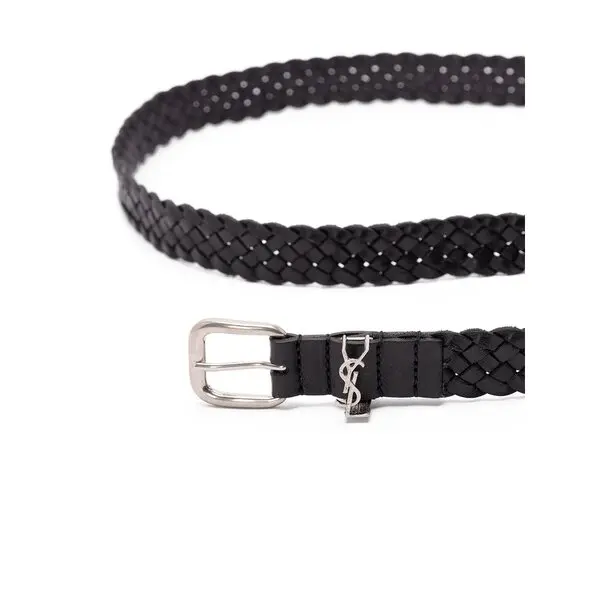 Saint Laurent Braided Leather Belt - Black