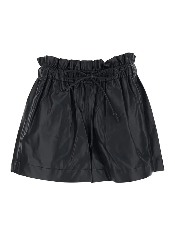 Isabel Marant Étoile Black Eco-leather Shorts With Drawstring Waist - Multicolor