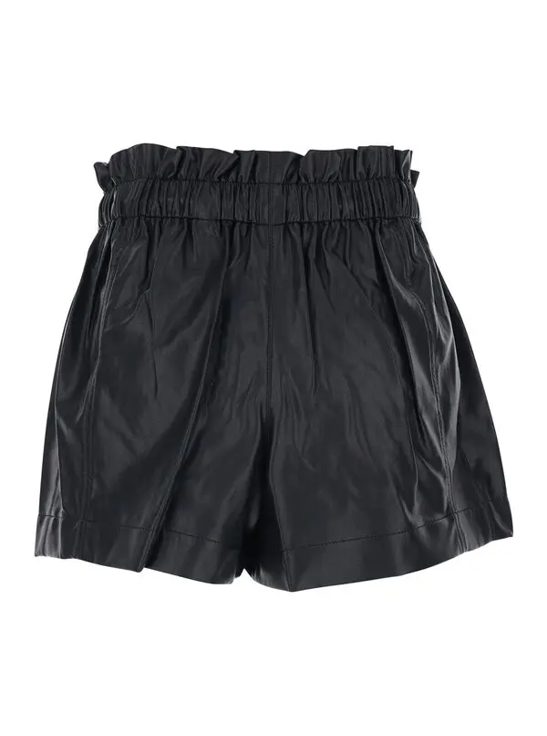 Isabel Marant Étoile Black Eco-leather Shorts With Drawstring Waist - Multicolor