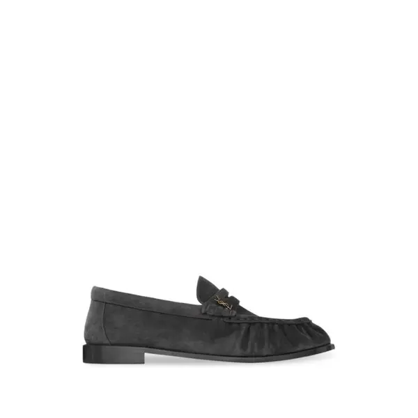 Saint Laurent Suede Gathered Detail Loafers - Brown