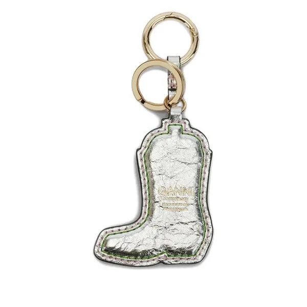 GANNI Tone Boot Shape Keyring - Silver