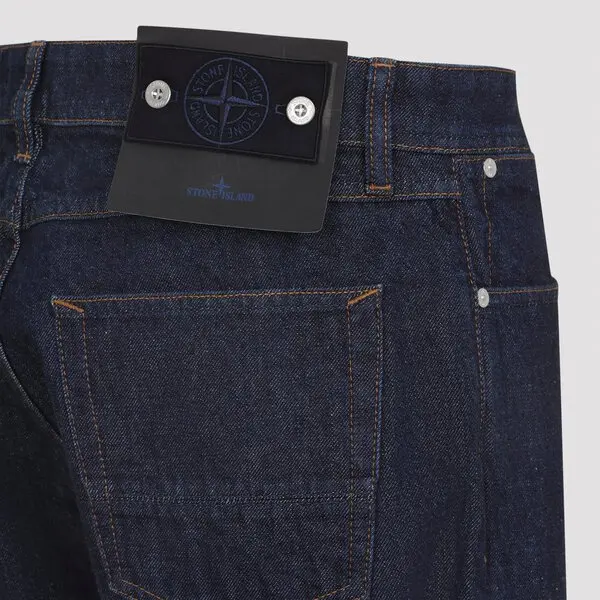 Stone Island Straight Leg Denim Jeans - Blue