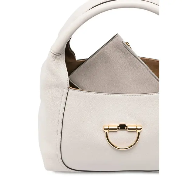 Gucci Horsebit Detail Top Handle Bag - Cream