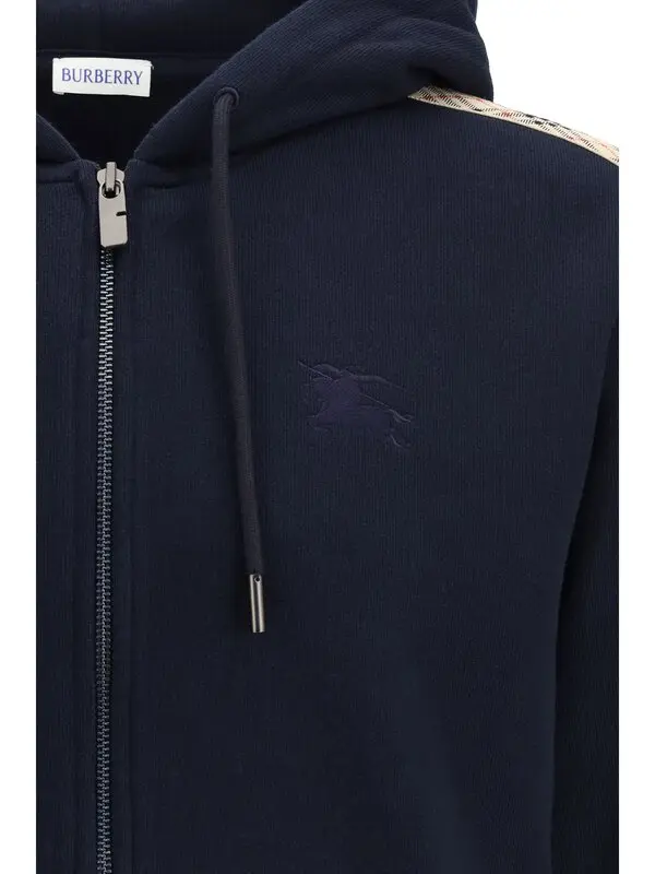 Burberry Check Trim Cotton Zip Hoodie