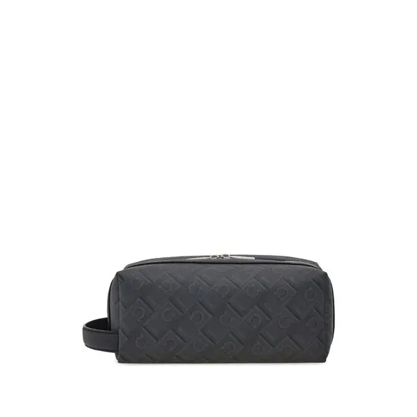 FERRAGAMO Monogram Leather Wash Bag