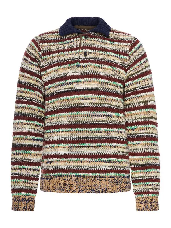 Sacai Cotton Knitted Pullover With Contrasting Collar