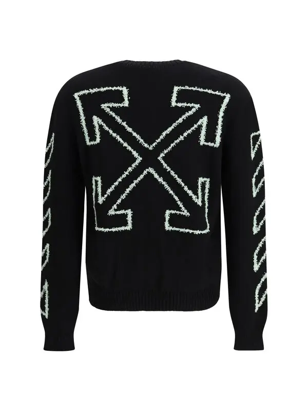 Off-White Diagonal Arrow Fuzzy Knit Sweater - Black