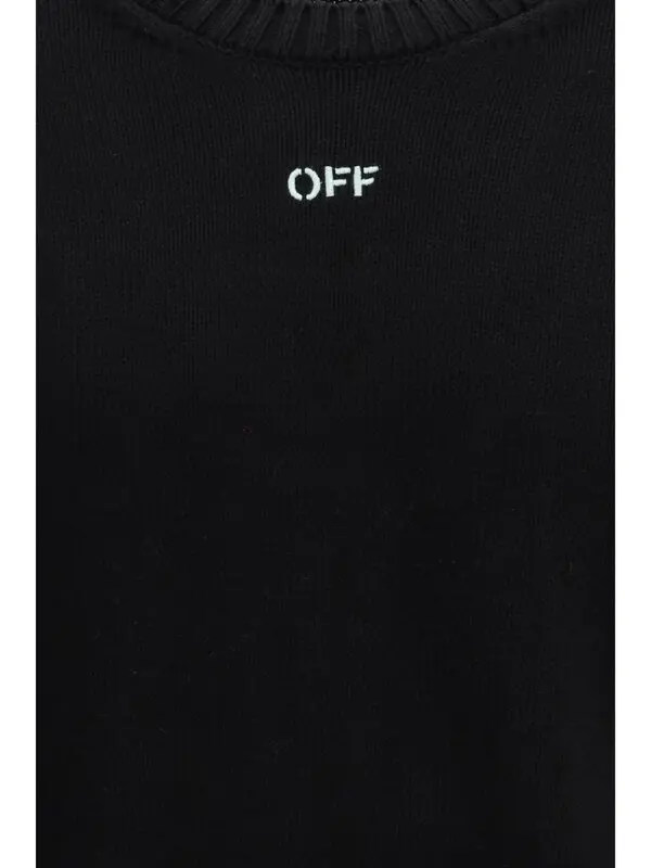 Off-White Diagonal Arrow Fuzzy Knit Sweater - Black
