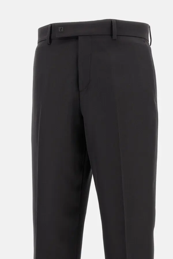 Fendi Brown Wool Crêpe Cigarette Trousers - Multicolor