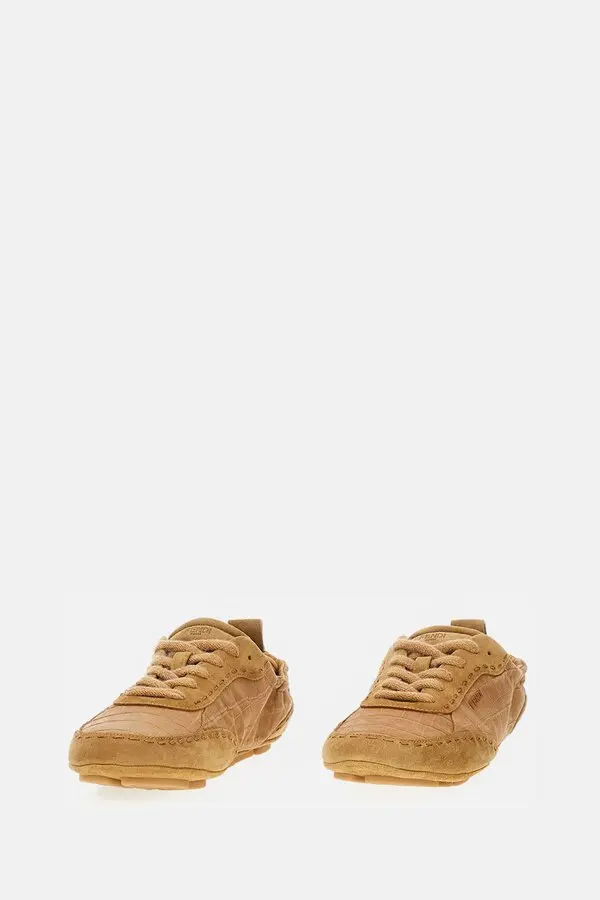 Fendi Fit Low-top Sneakers In Crocodile-embossed Calfskin - Multicolor