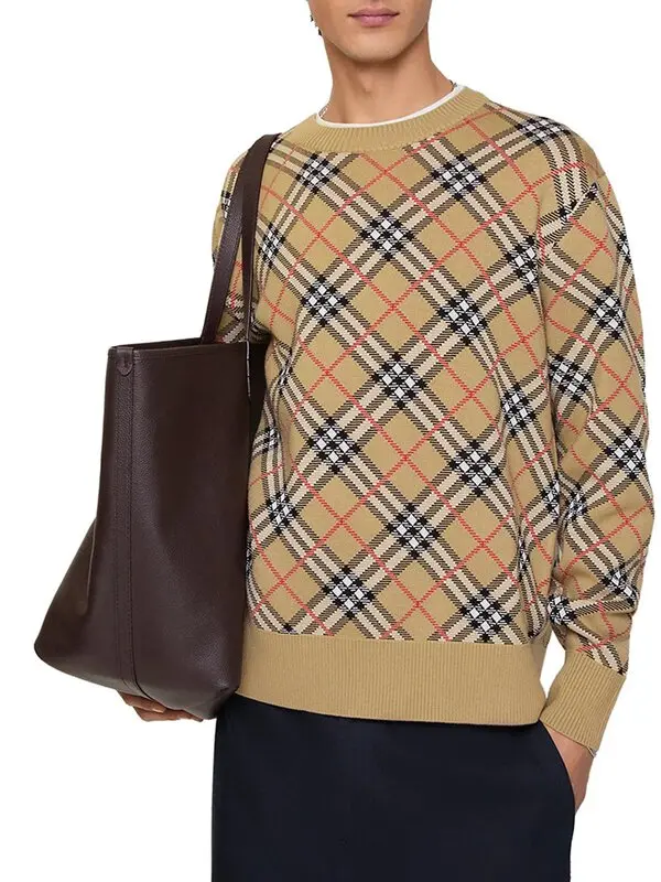 Burberry Checked Cotton And Wool Pullover