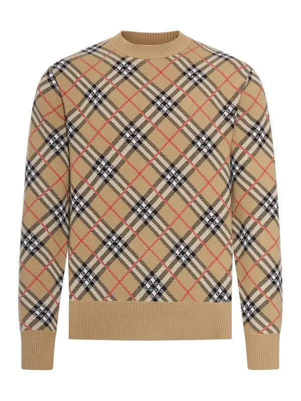 Burberry Checked Cotton And Wool Pullover - Multicolor