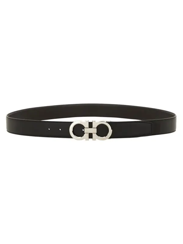 FERRAGAMO Gancini Belt In Leather - Black
