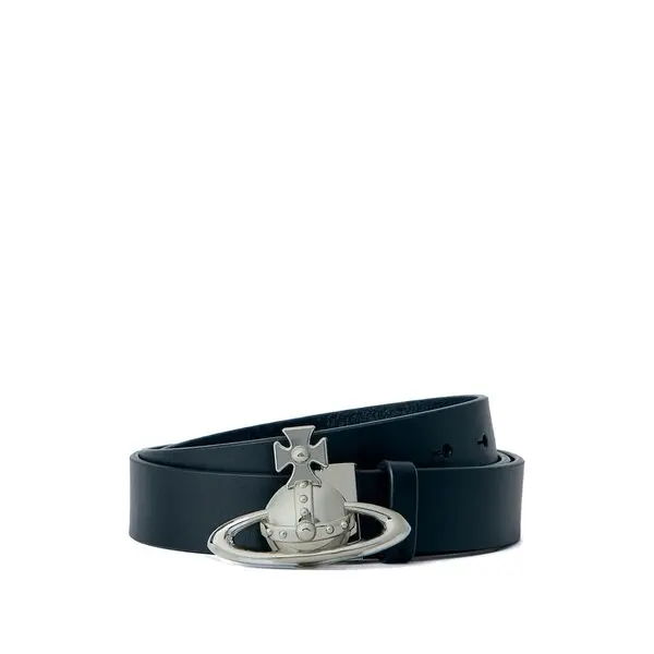 VIVIENNE WESTWOOD Leather Belt With Orb Buckle - Black