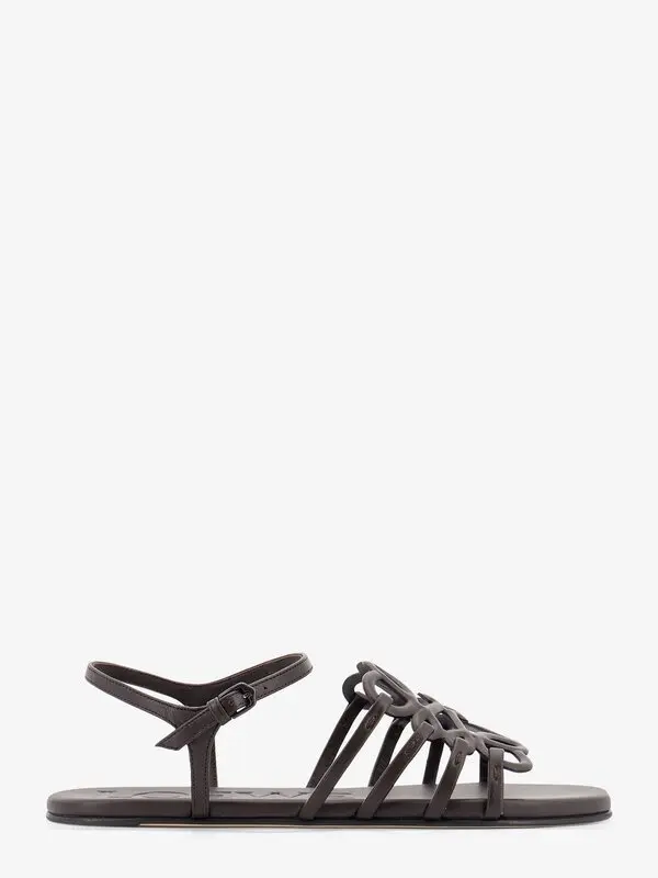 Loewe Petal Leather Sandals With Anagram Logo - Brown