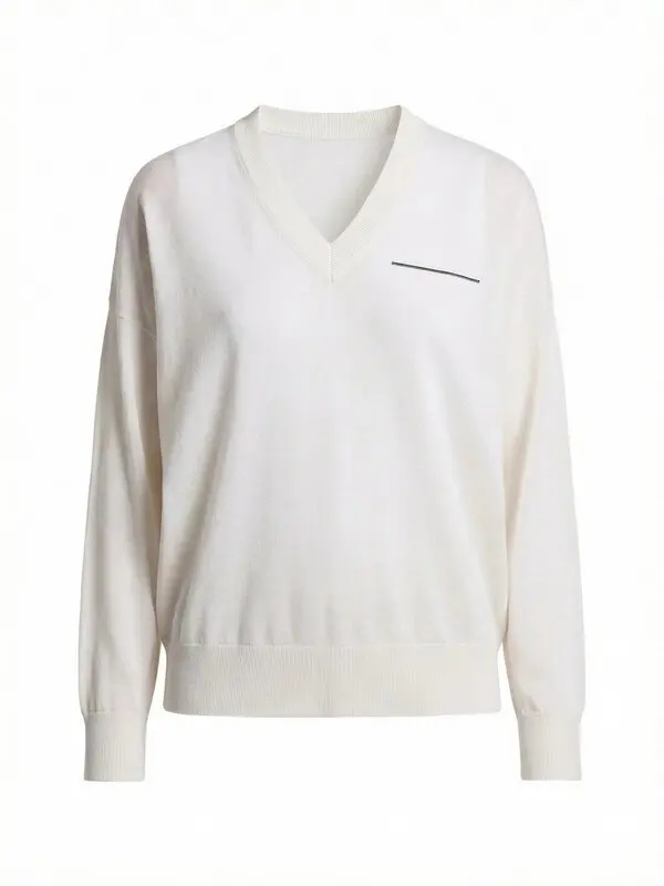 Peserico Wool V-neck Sweater With Pocket Detail
