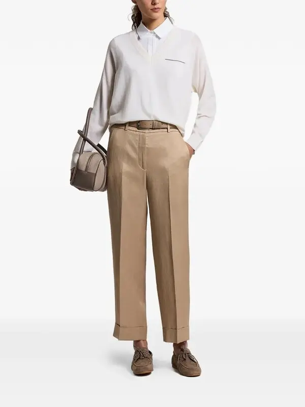 Peserico Wool V-neck Sweater With Pocket Detail