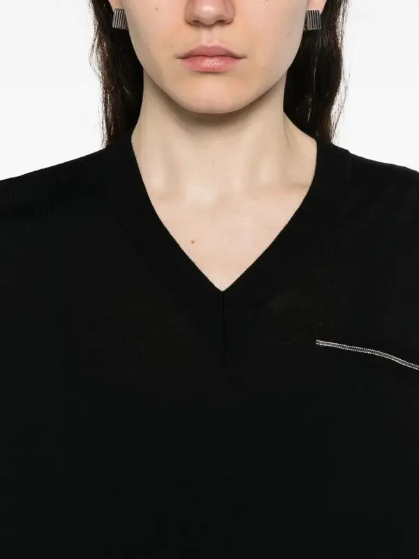 Peserico V-neck Sweater With Zip Pocket
