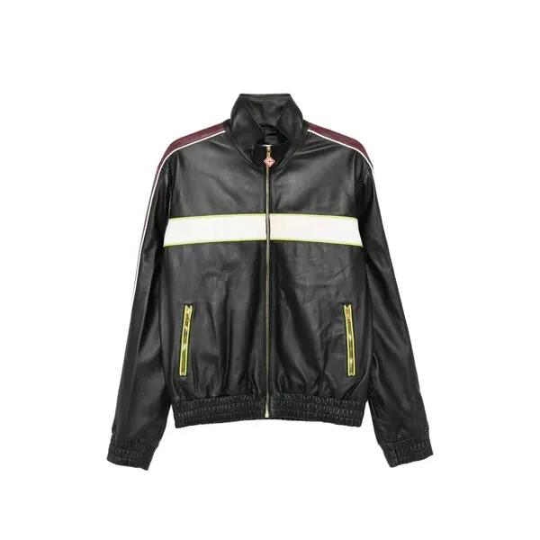 Casablanca Leather Jacket With Stripe Detailing
