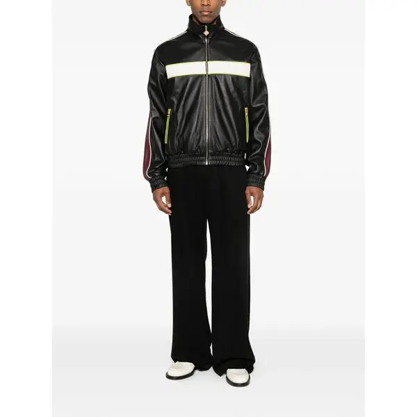Casablanca Leather Jacket With Stripe Detailing